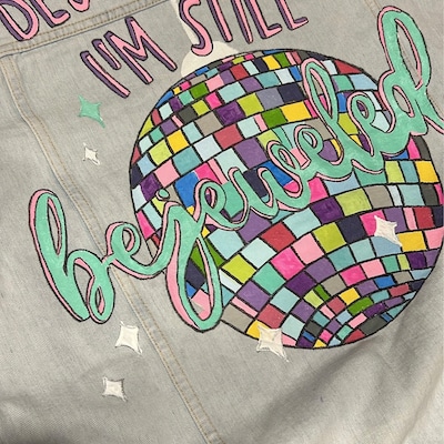 CUSTOM Bejeweled Jean Jacket,bridal Apparel, Painted Custom Jacket ...