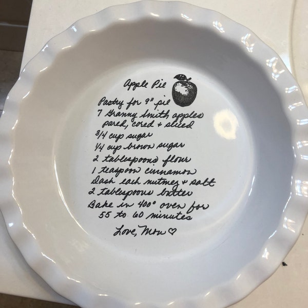 Personalized Pie Pan, Hand Written Pie Recipe, Family Recipe Plate ...