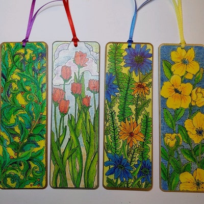 Color Your Own Printable Bookmarks, Floral Fernwood Hand Drawn, Set of ...