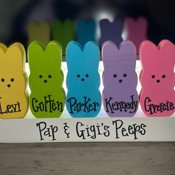 Personalized Peeps Wood Block Decor Set, Easter Peeps Decor ...