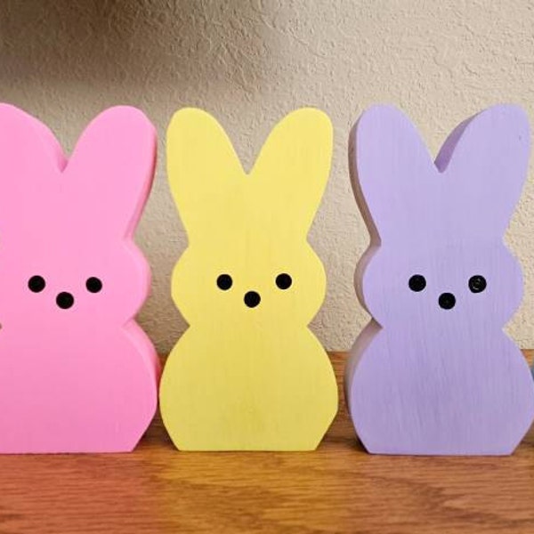 Set of 5 Wooden PEEPS, Easter Decor, Adorable Easter Shelf Sitters ...