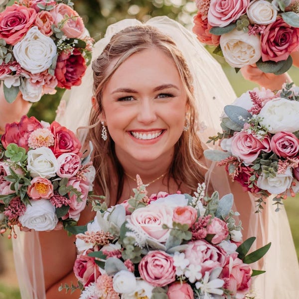 Dusty Rose Bouquet, Boho Bouquet, Mauve Bouquet, Dusty Rose Wedding ...