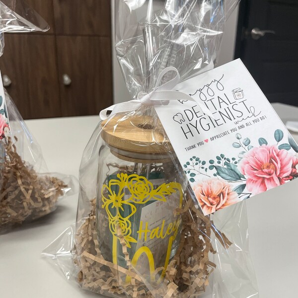 Dental Hygienist Week Printable Gift Tag,floral Thank You Dentist Staff ...