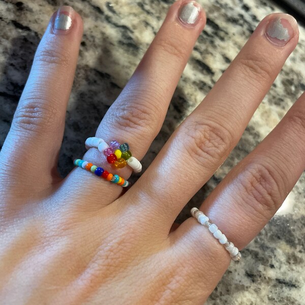 Custom Bead Ring, Single Seed Bead Ring, Seed Bead Ring, Dainty Ring ...