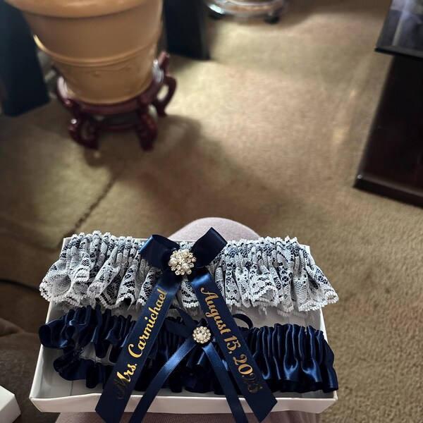 Blue Garter, Wedding Garter Set, Bridal Garter Personalized Toss ...