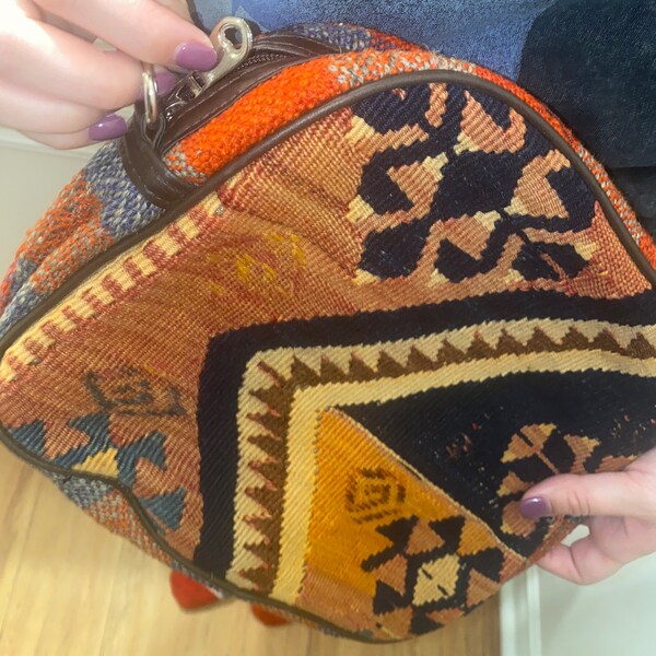 Brown Turkish Rug Backpack, Etchnic Light Zippered Kilim Bag, Gifts for ...