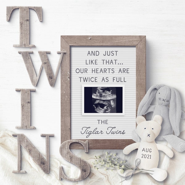 Editable TWINS Letter Board Digital Pregnancy Announcement for Social ...