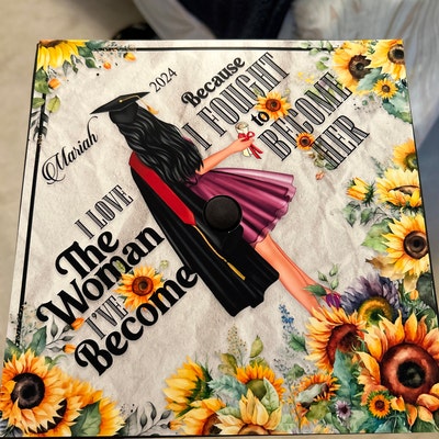 Custom Graduation Cap Topper Black Girl, Personalized God Message Grad ...