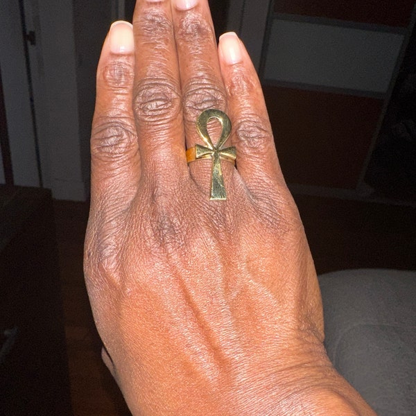 Gold Ankh Ring, ägyptischer Schmuck, Afrocentric, Amulett Ring ...