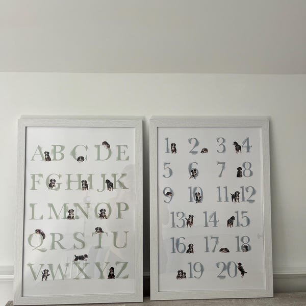 BLACK LABRADOR ABC Poster With Sage Green Letters Puppy Nursery Decor ...