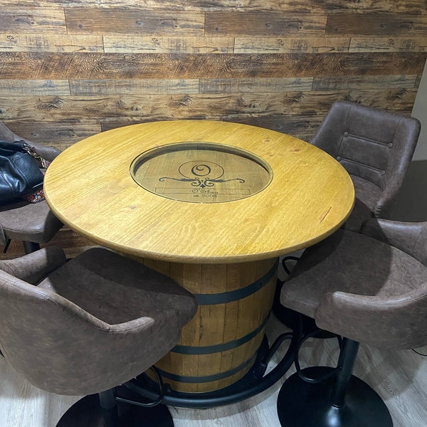 Custom Finished Bourbon Barrel Pub Table - Etsy