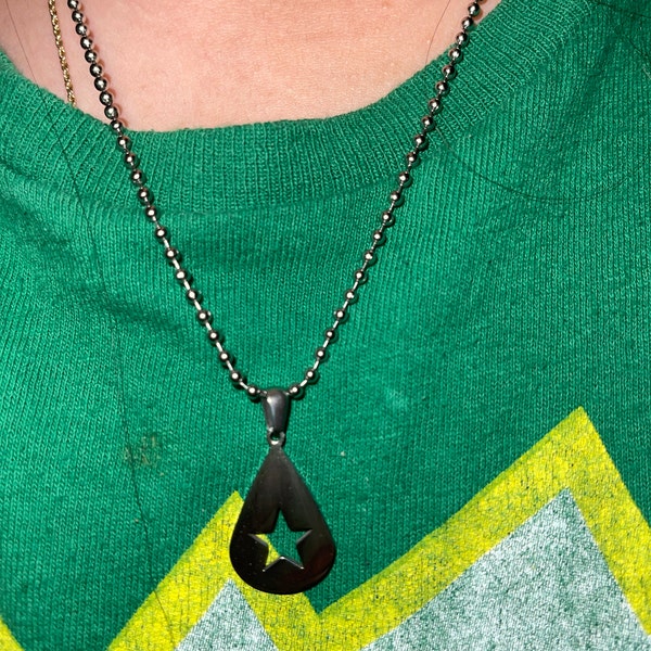 Guitar Pick Star Pendant and Box Chain 925 Silver Blackstar David Bowie ...