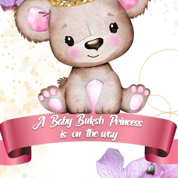 Princess Baby Bear With Pink Ears Tummy and Gold Crown. Royal Baby Bear ...