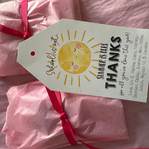 Summer Teacher Appreciation Gift Tag Template, Editable Sunshine Thank ...