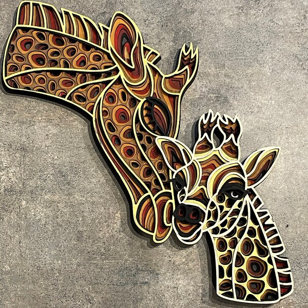 Giraffe Mom and Baby Mandala Svg, Multilayer Panel for Laser Cutting ...