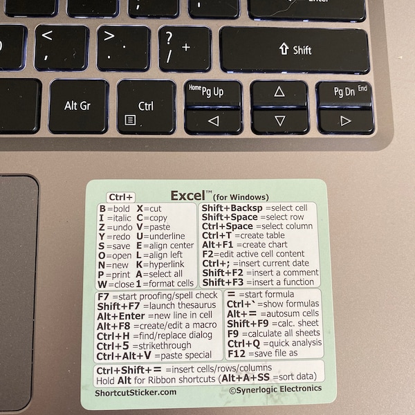 Excel (for Windows PC) Cheat Sheet Reference Guide Shortcut No-residue ...