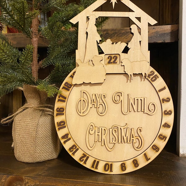 Nativity Christmas Countdown Laser Cut File, Christmas Nativity ...
