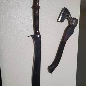 Big Falcata Sword With Straight Handle, Long Kukri Machete Handmade in ...