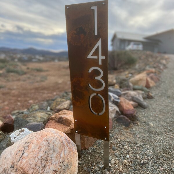 Stainless Steel Address Sign With Stakes | Custom Address Sign | Yard ...