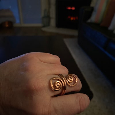 Hand Hammered Copper Spiral Ring, Textured Copper Ring,viking Ring ...