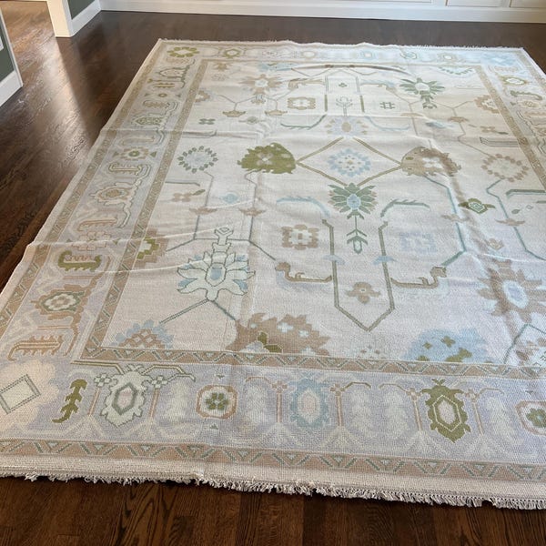 10X14 Blue, Beige, Green Oushak Rug Muted Multi Size 8x10/9x12/10x14 ...