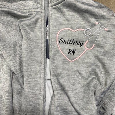 Nurse Name Personalized Jacket, Heart Stethoscope Credentials Full Zip ...