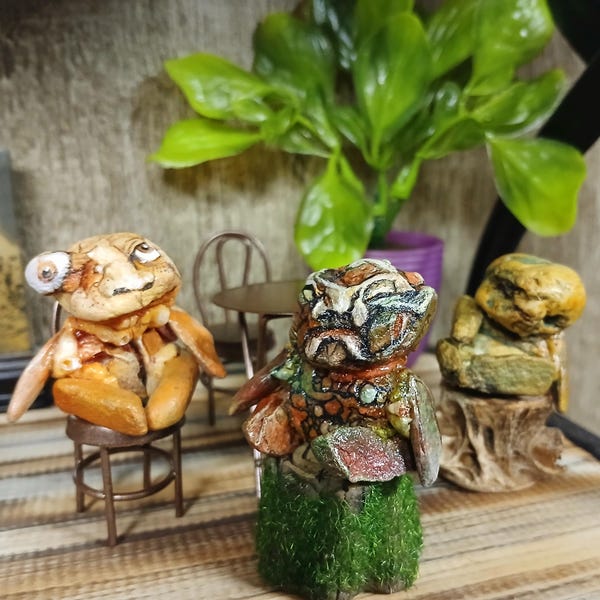 Rocklin, Handmade Rock Goblin Creature - Whimsical Stone Art. - Etsy