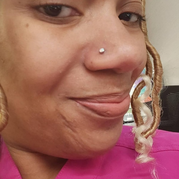 Implant Titanium Push in Threadless Nose Set ,L Bend Nose Stud ...