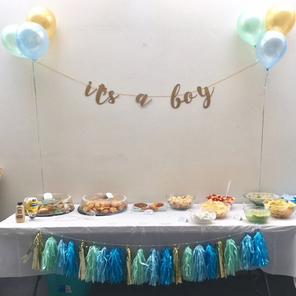 It's a Boy Banner, Baby Shower Banner, Gold Glitter Party Decorations ...