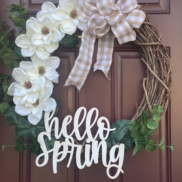 Wooden Hello Spring- Unfinished Wood Words-!!!! DIY Projects - Door ...