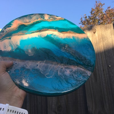 Colourful Resin Plates, Handmade Resin Serving Dish, Round Kitchen ...