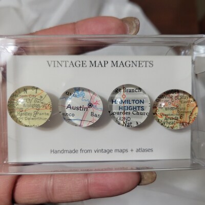 Custom Vintage Map Magnets, Set, You Pick the Locations, Map Gifts ...