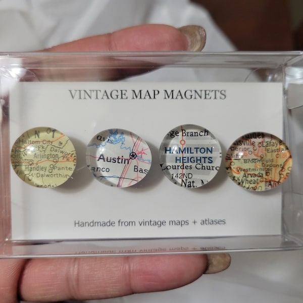 Custom Vintage Map Magnets, Set, You Pick the Locations, Map Gifts ...