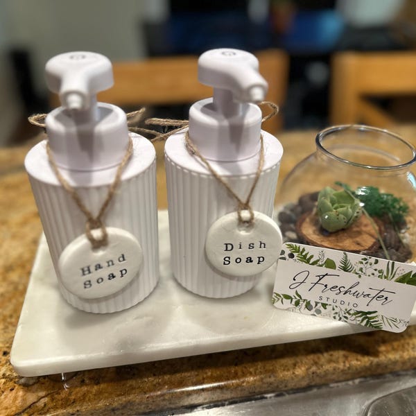 Set of 2 Soap Bottle Dispenser Labels L Dish Soap Hand Soap Tags L ...