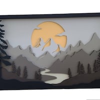 Layered Mountain Scene SVG Cut File for Laser Cutting and Cricut - Etsy ...