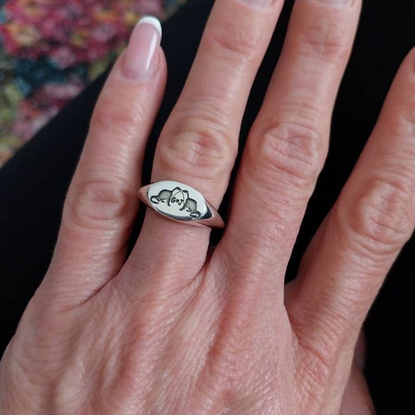 Mickey Mouse Ring Sterling Silver Ring Signet Ring Mickey Ring Engraved ...