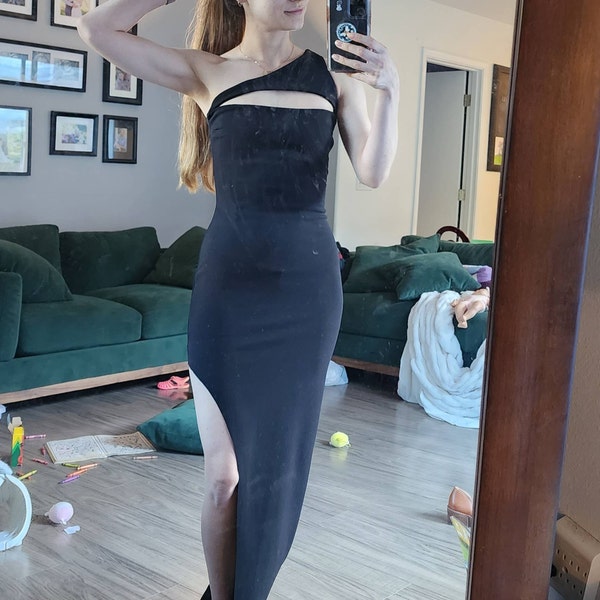 Slit Dress Pattern|oneshoulder Cutout Slit Dress Pattern|prom Dress ...