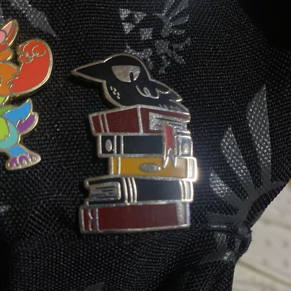 Never to Be Read Crow and Book Stack Hard Enamel Pin With Special ...