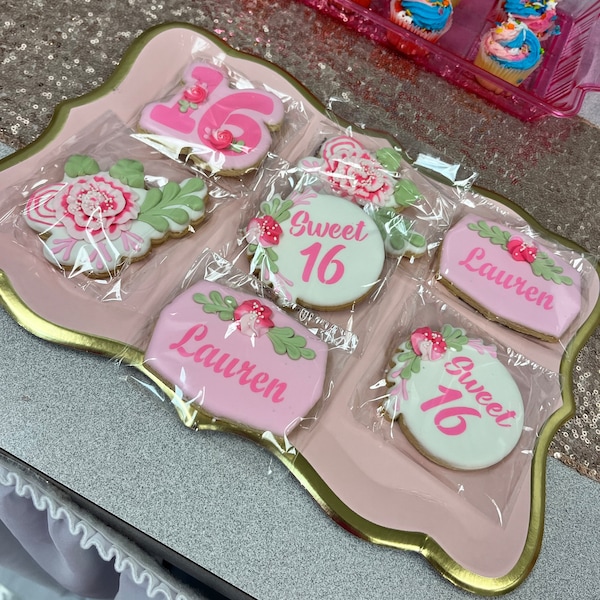 1 Dozen - Personalized Sweet 16 Birthday Cookie Favors, Dessert Table ...