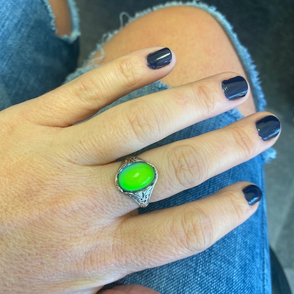 Mood Stone Ring, Mood Jewelry, Mood Ring, Color Changing Ring, Silver ...
