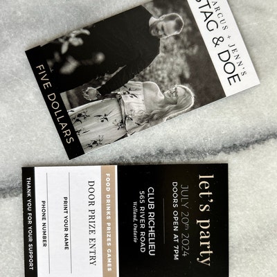 Simple Black, White and Gold Stag & Doe Tickets Buck and Doe Weddings ...