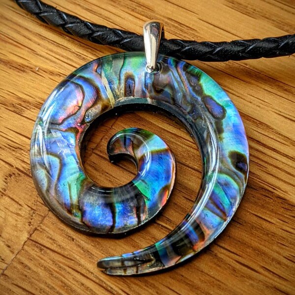 Paua Shell Koru Spiral Necklace - Etsy