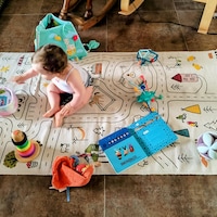 Large Organic Kids Play Rug, Montessori Playroom Road Carpet, Cotton ...