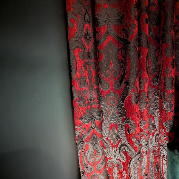 Bird Pattern Embroidered Velvet Luxury Orange Curtain - Modern Custom ...