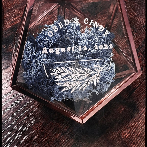 Geometric Glass Ring Box With Moss - Rose Gold or Gold - Personalized ...