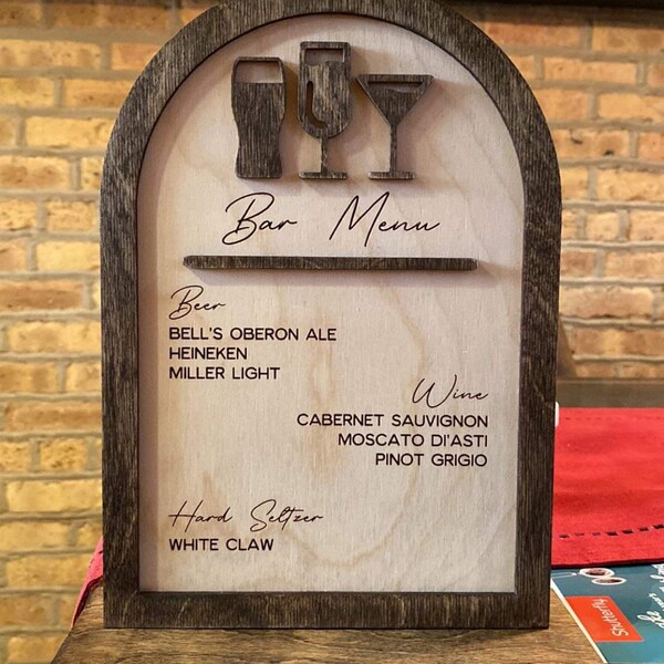 Custom Wood Bar Menu Sign // Wedding Bar Sign // Special Event Drink ...