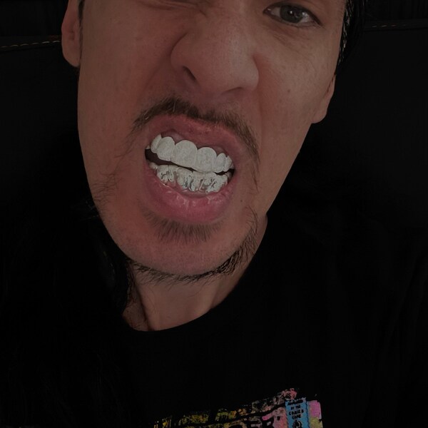 Silver Grillz 925 Sterling Silver Teeth Real Diamond Dust Silver Grill ...