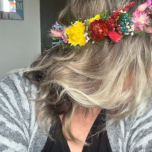 Rainbow Flower Crown, Dried Flowers Hair Wreath, Boho&rustic Wedding ...