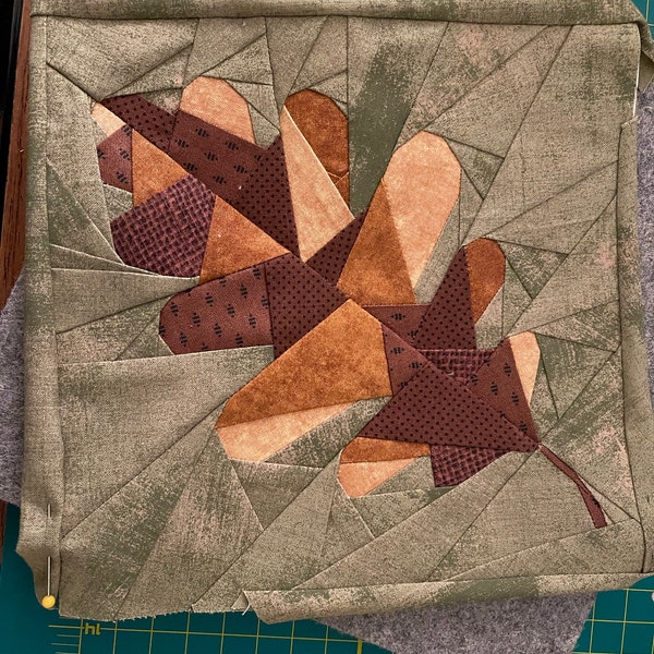 Oak Leaf, Acorn, Foundation Paper Piecing Pattern (FPP), Quilt Block ...