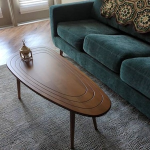 Wooden Oval Coffee Table Side Table, Rustic Mid Century Center Table ...